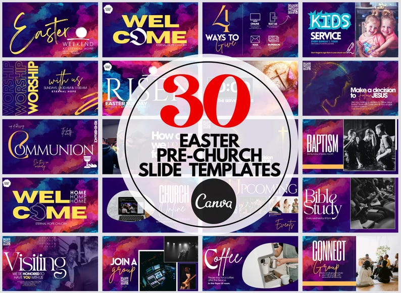 30 EASTER Church ANIMATED Announcement Slides, Church Template, Church ...