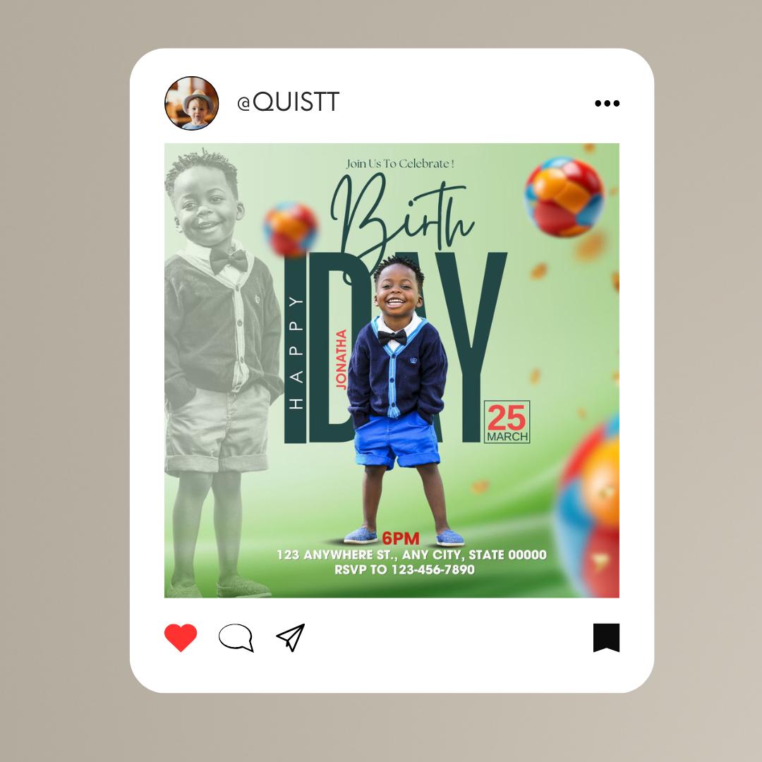 Canva Boy Birthday Flyer Template 10"x10", Editable PSD Template ...