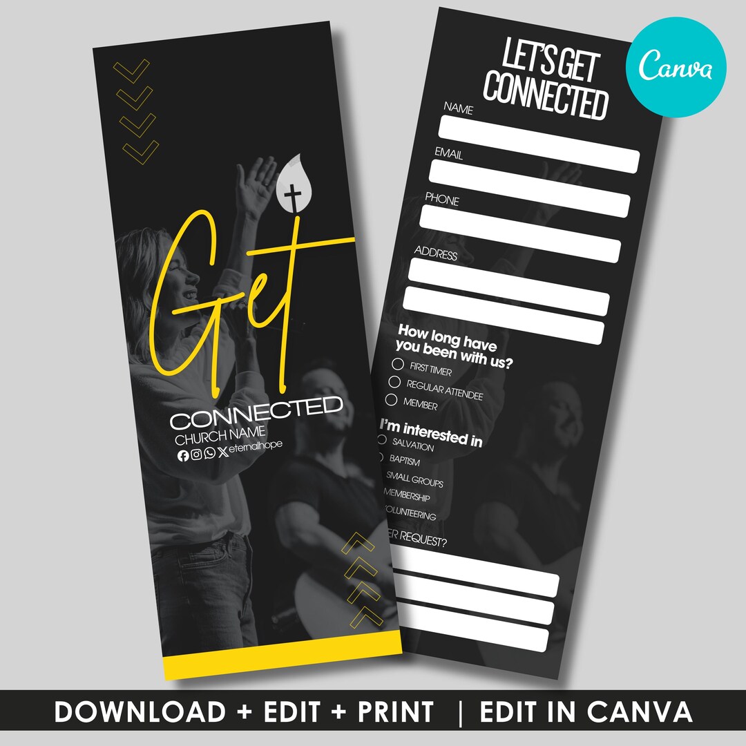 Customizable CANVA Church Connect Card Template for New Visitors ...
