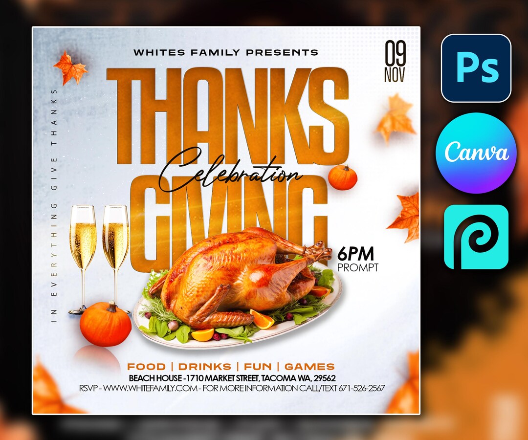 Thanksgiving Flyer, Poster Template, Flyer Design, Graphic Design ...