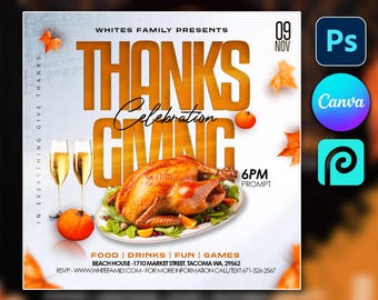 Thanksgiving Flyer, Poster Template, Flyer Design, Graphic Design ...