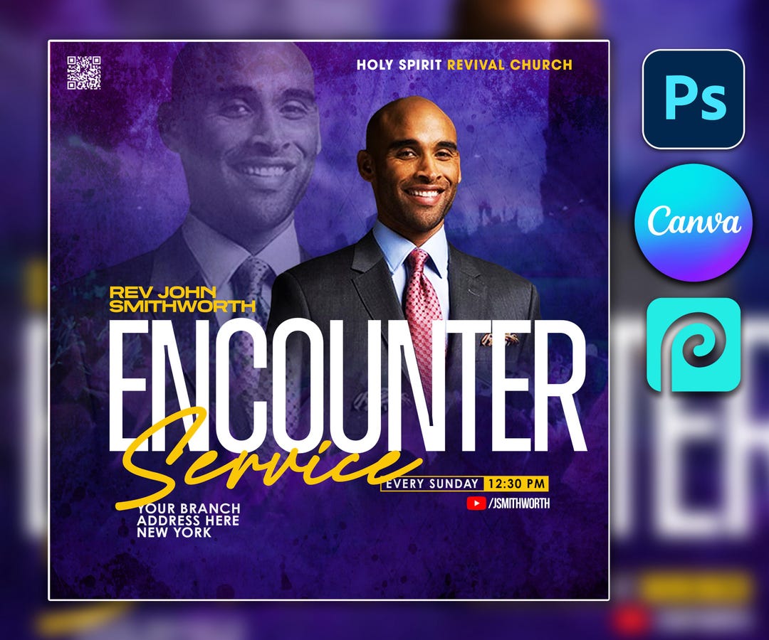 CANVA Church Flyer Template for Photoshop. DIY Church Conference Flyer ...