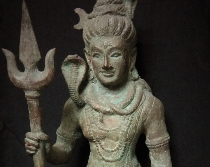 Masterpiece 12" Lord Shiva Mahadeva Bronze Brass Statue - Spiritual ...