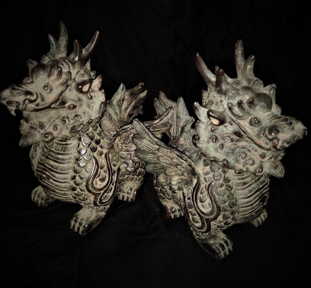 Couple set of 2 Little Chinese Dragon Statue Unique Collectable 6.5 ...