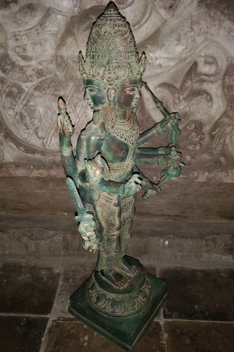 Hindu God Trimurti Statue 10 Hands Bronze Brass Masterpiece Etsy