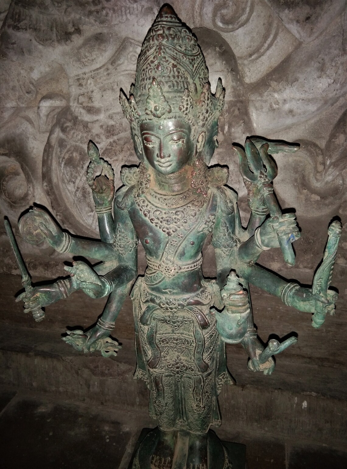 Hindu God Trimurti Statue 10 Hands Bronze Brass Masterpiece Etsy