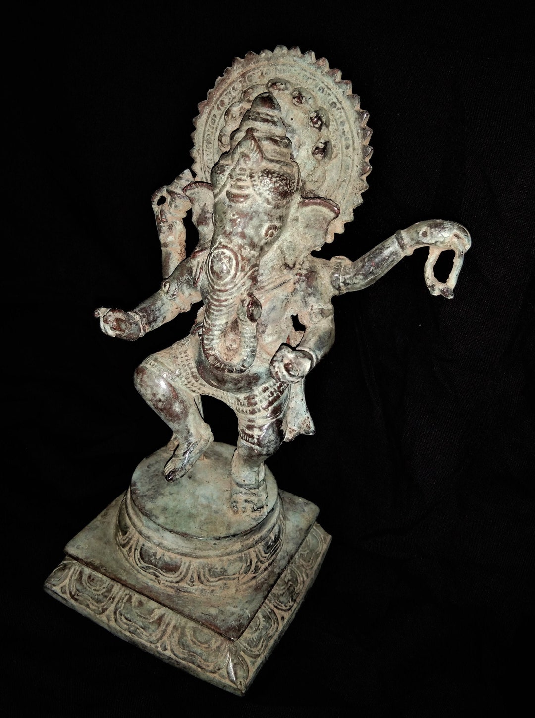 Ganesh Dancing Hindu God Statue Bronze Brass 7.5" - Shiva Son Ganesha ...