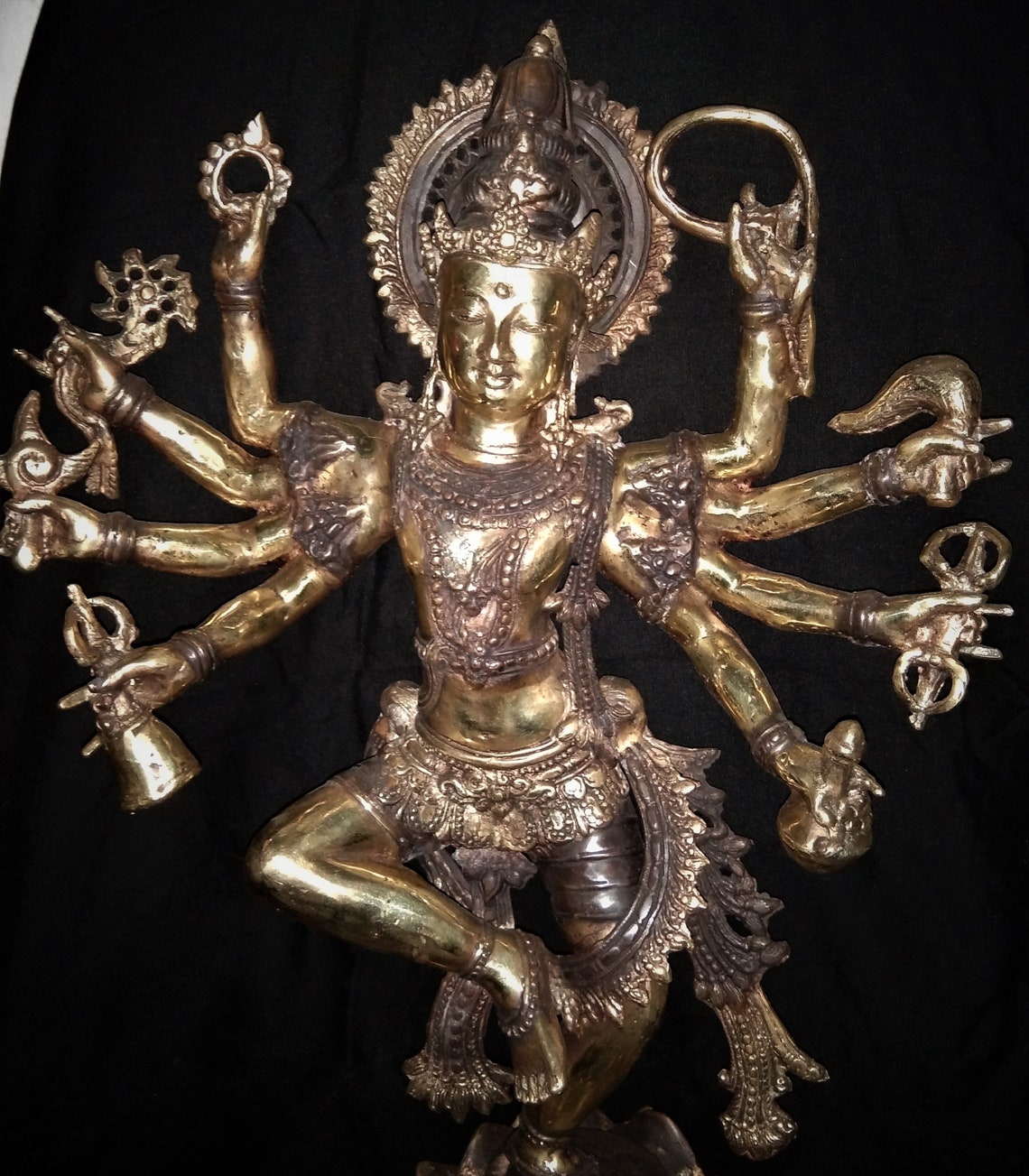 Golden Lord Vishnu Statue Vasudeva 8 Hand Dancing 18.5 - Etsy