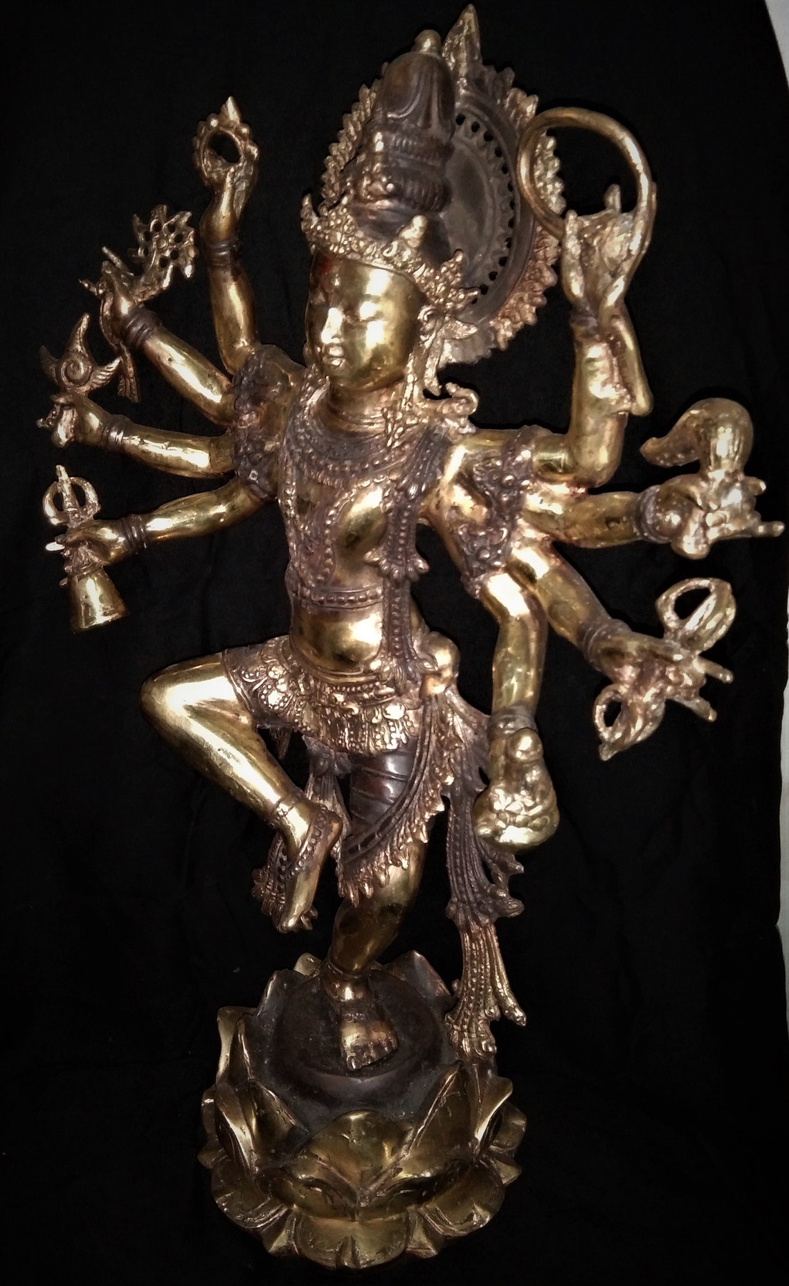 Golden Lord Vishnu Statue Vasudeva 8 Hand Dancing 18.5 - Etsy