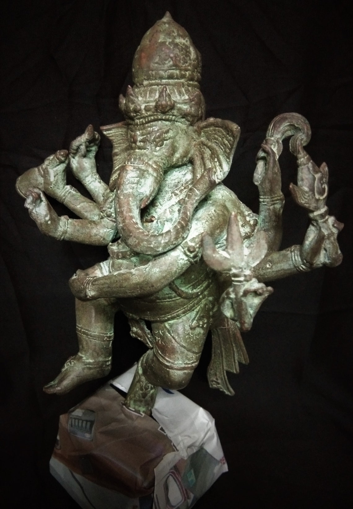 Ganesh 8 Hand Statue War Dancing Bronze Brass Hindu God | Etsy