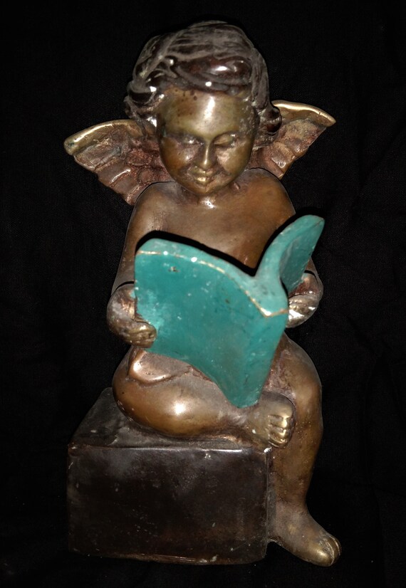 Little Angel Reading Book Statue Collectable Baby Unique Art | Etsy