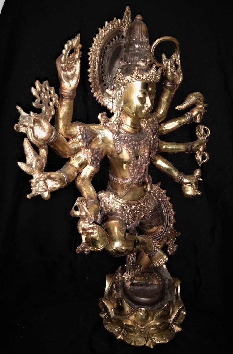 Golden Lord Vishnu Statue Vasudeva 8 Hand Dancing 18.5 - Etsy