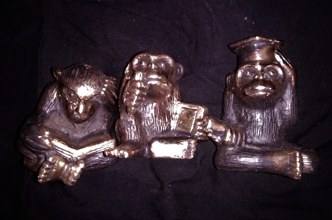 Little Monkey Education Statue Set of 3 Collectable Unique - Etsy