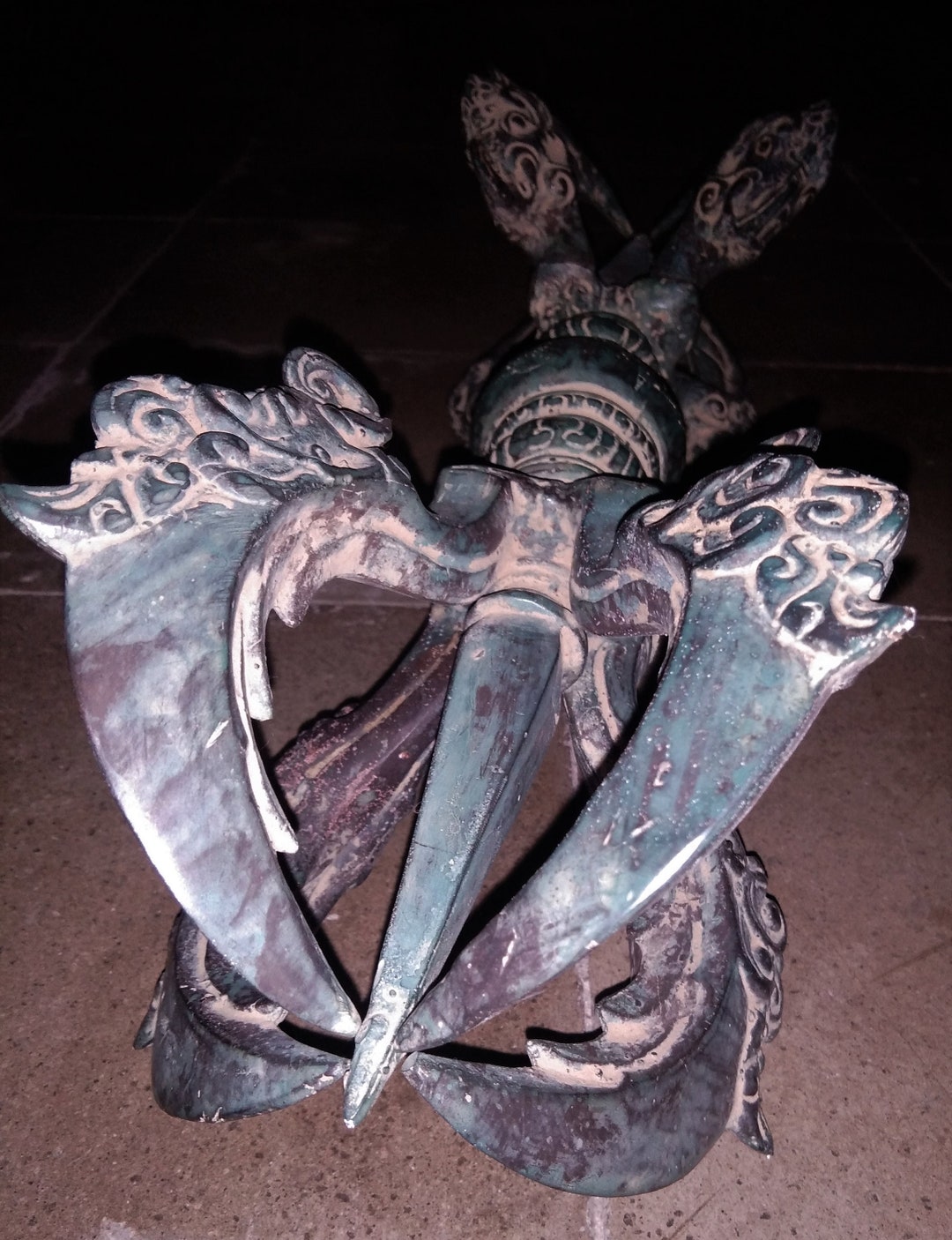 Vajra Dorje Thunderbolt Bronze Brass Statue 15" God Weapon Spiritual ...