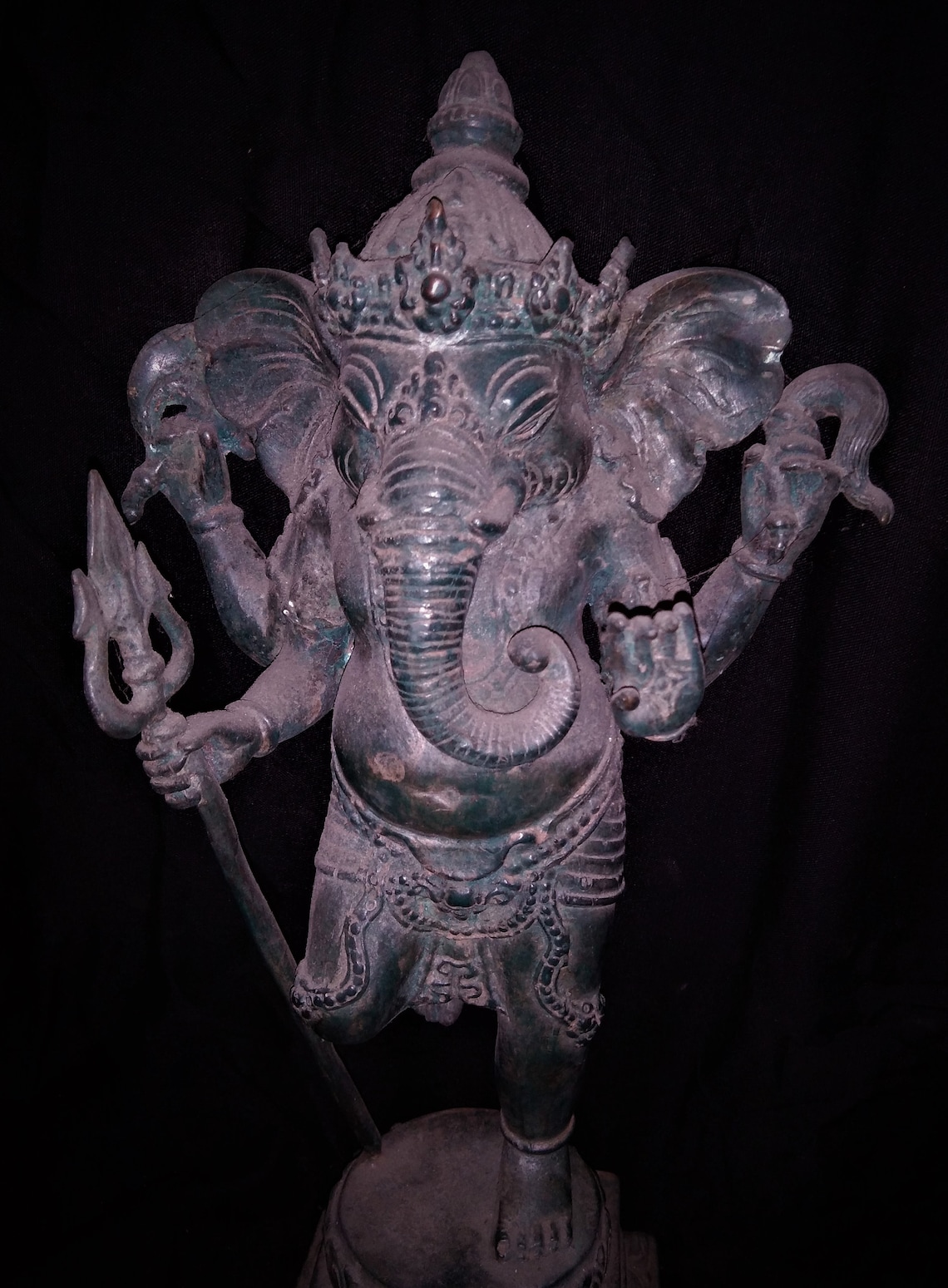 Ganesha With Trishula Shiva Weapon Bronze Brass Statue | Etsy