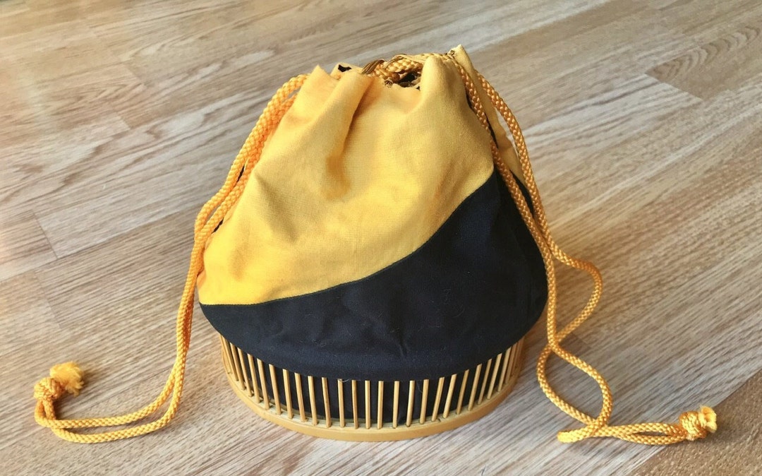 Vintage Japanese Bamboo Basket Bag/ Draw String Pouch - Etsy