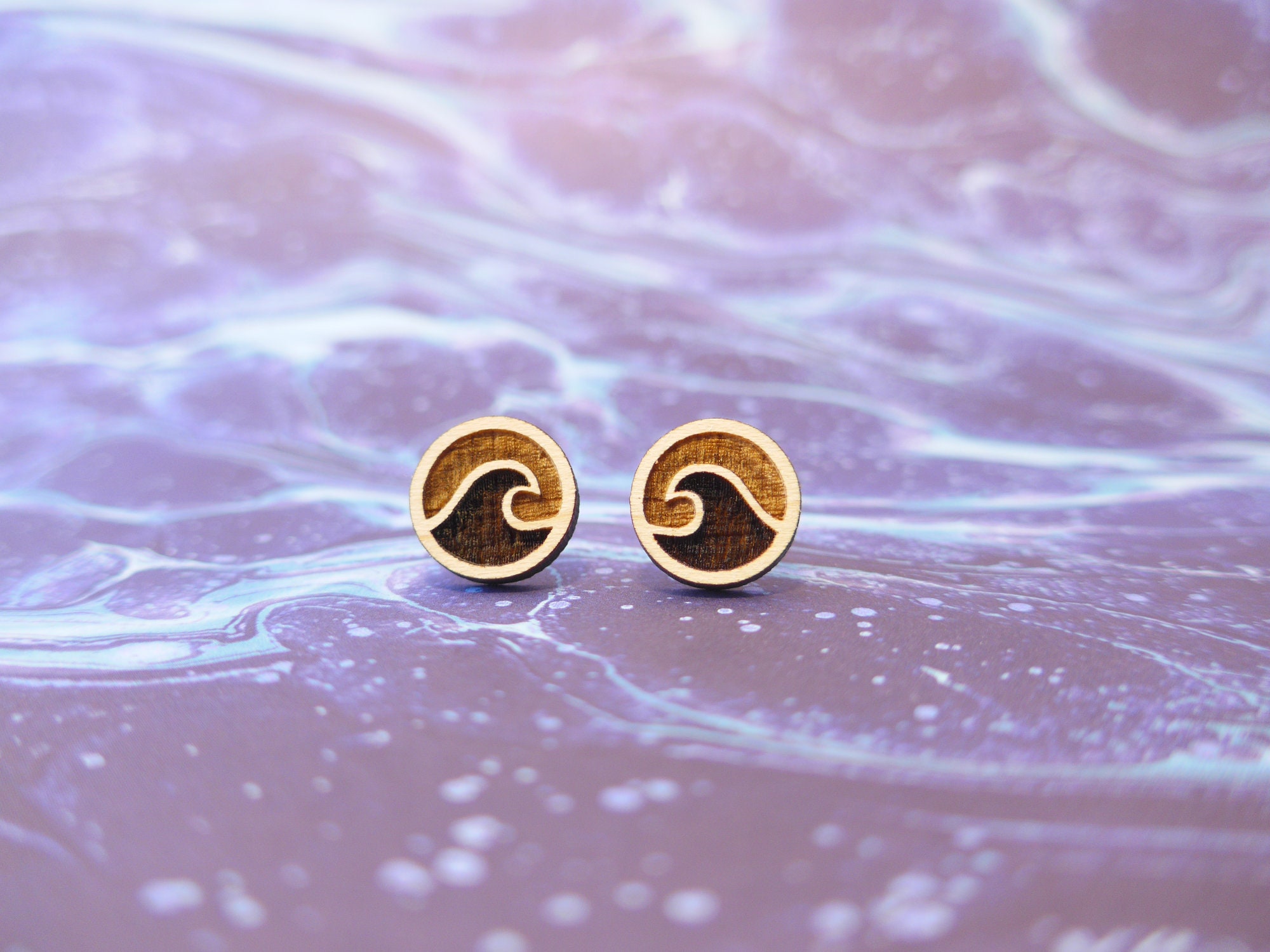 Surfer Studs. Wooden Wave Earrings. Sterling Silver. Gifts for | Etsy ...