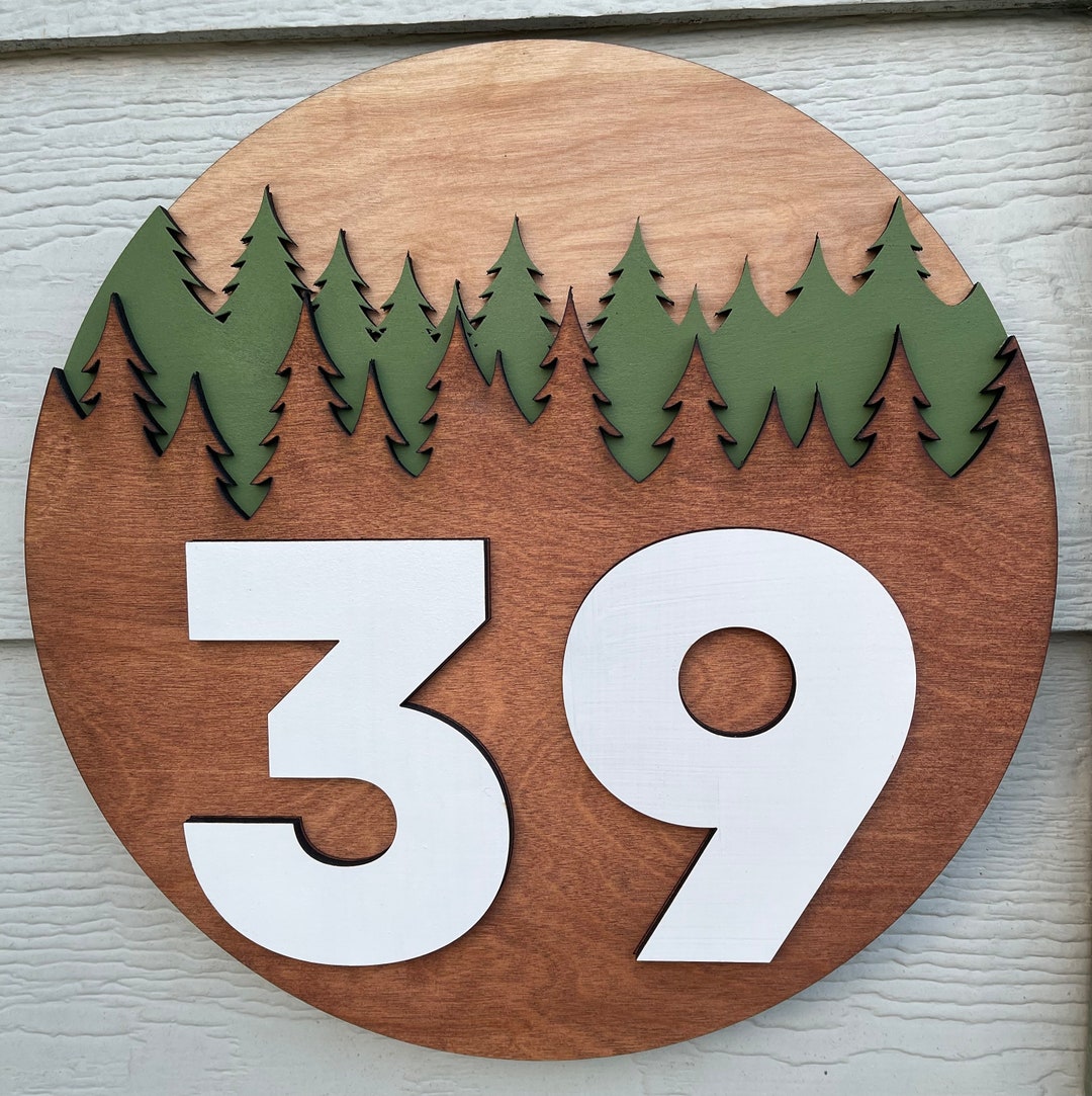 Tree House Number Sign. Round House Number. Custom Address Sign. House ...