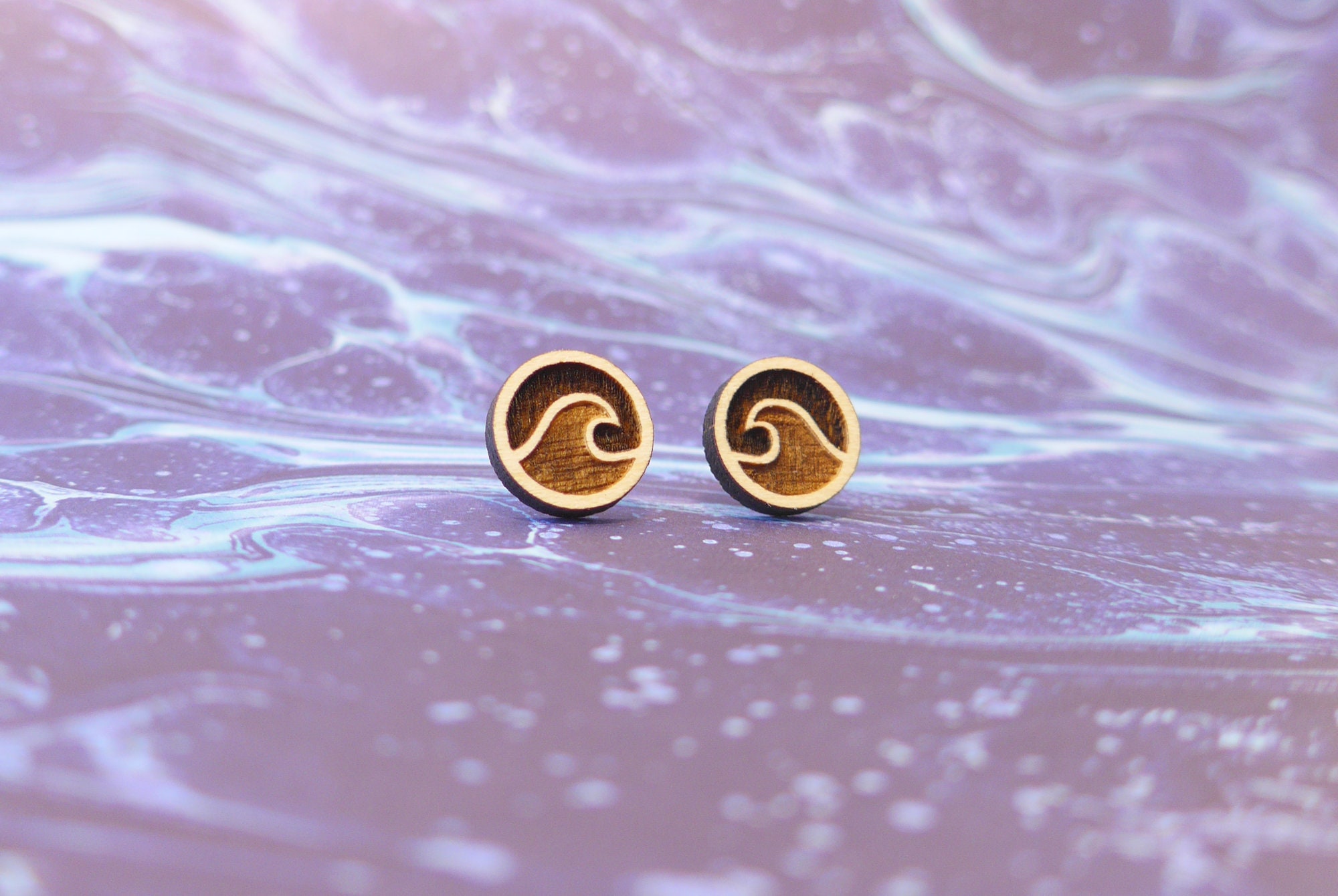 Surfer Studs. Wooden Wave Earrings. Sterling Silver. Gifts for | Etsy ...