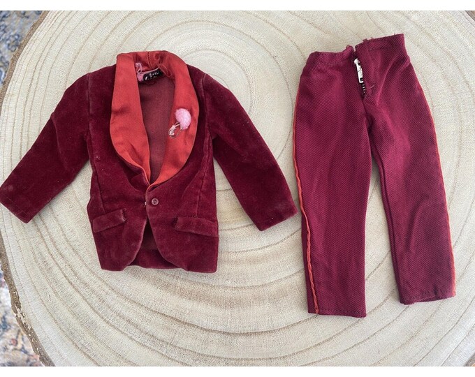 Vintage Ken Mattel Night Outfit Mod Suit 1971 Burgandy Tuxedo Jacket ...