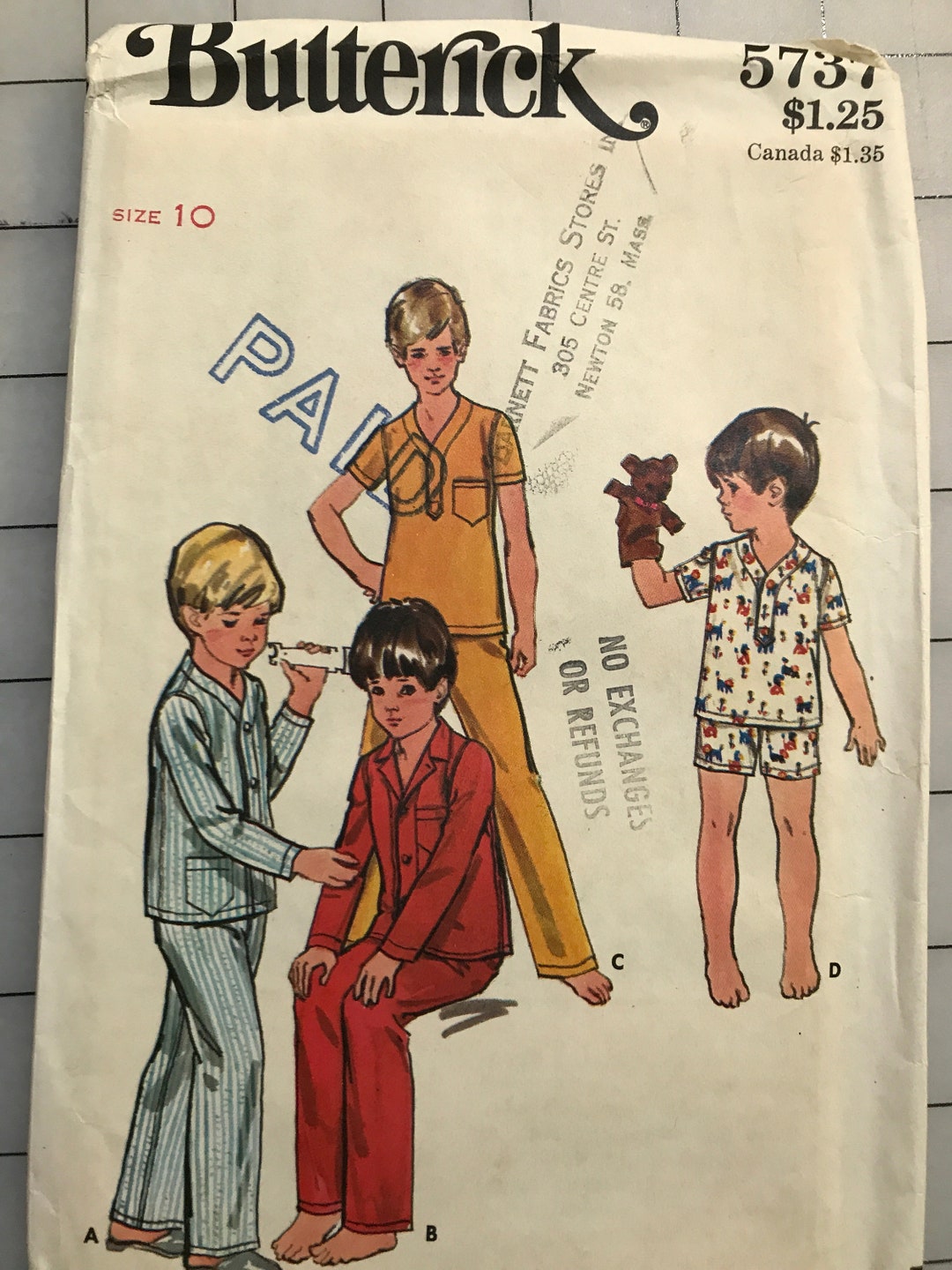 Butterick 5737 Boys Pajama Pattern Uncut Vintage - Etsy
