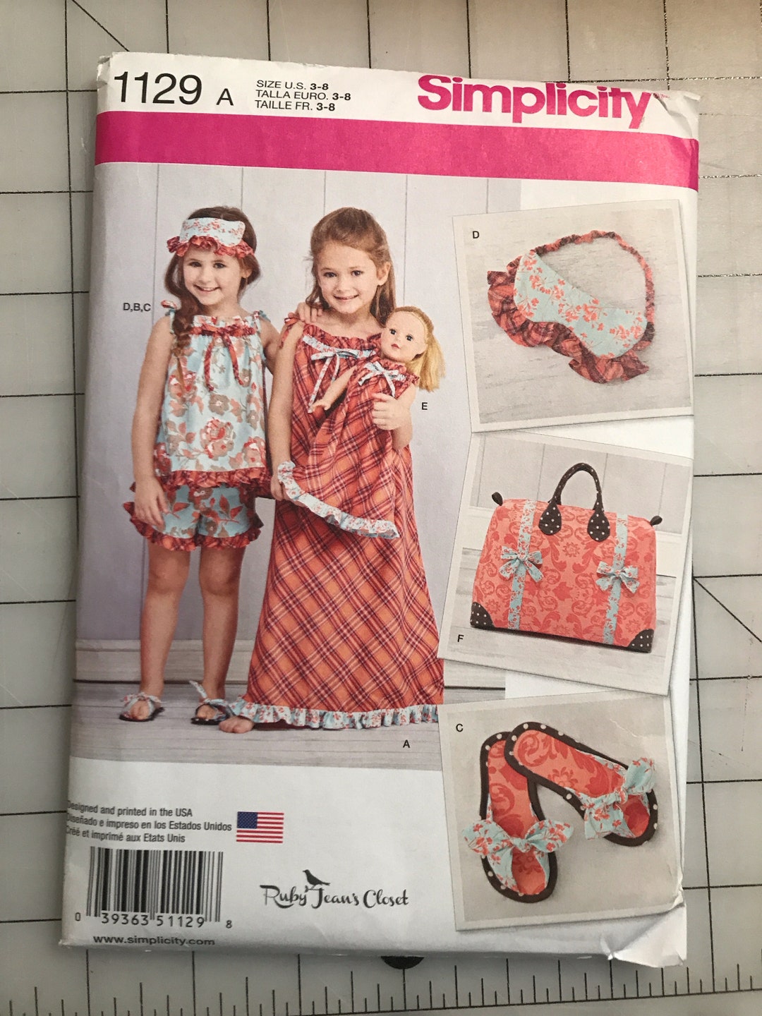 Simplicity 1129 Little GIRL Pajama Pattern 18 Inch Doll Pattern - Uncut ...