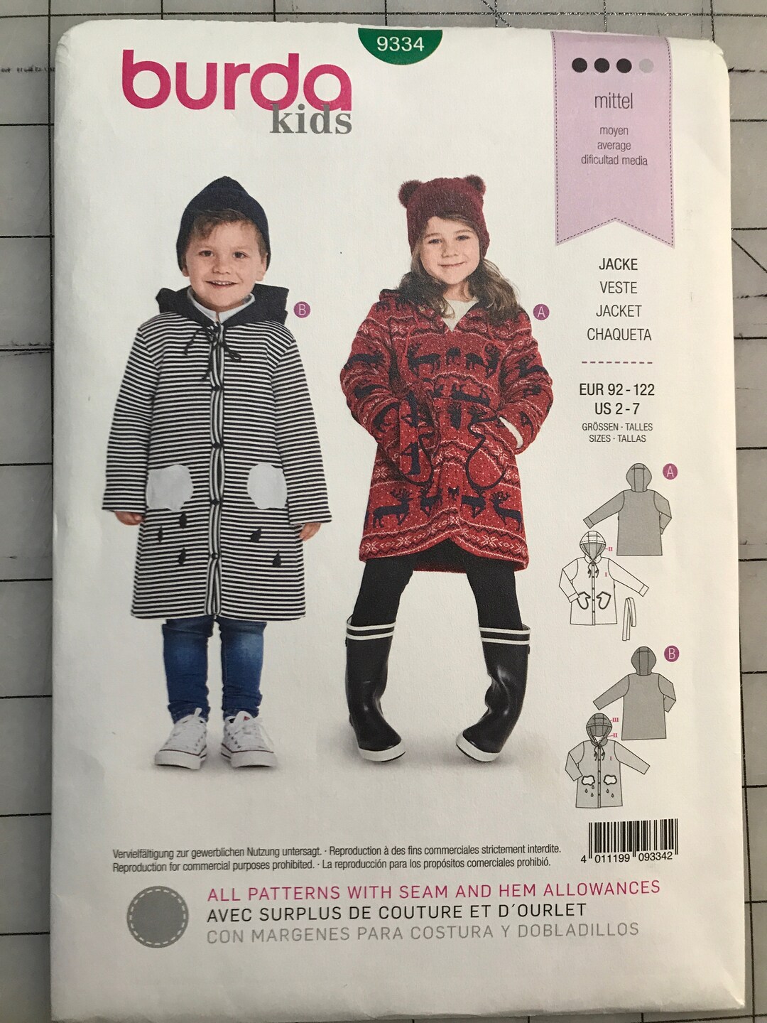 Burda 9334 Children’s Winter Coat Pattern Uncut - Etsy
