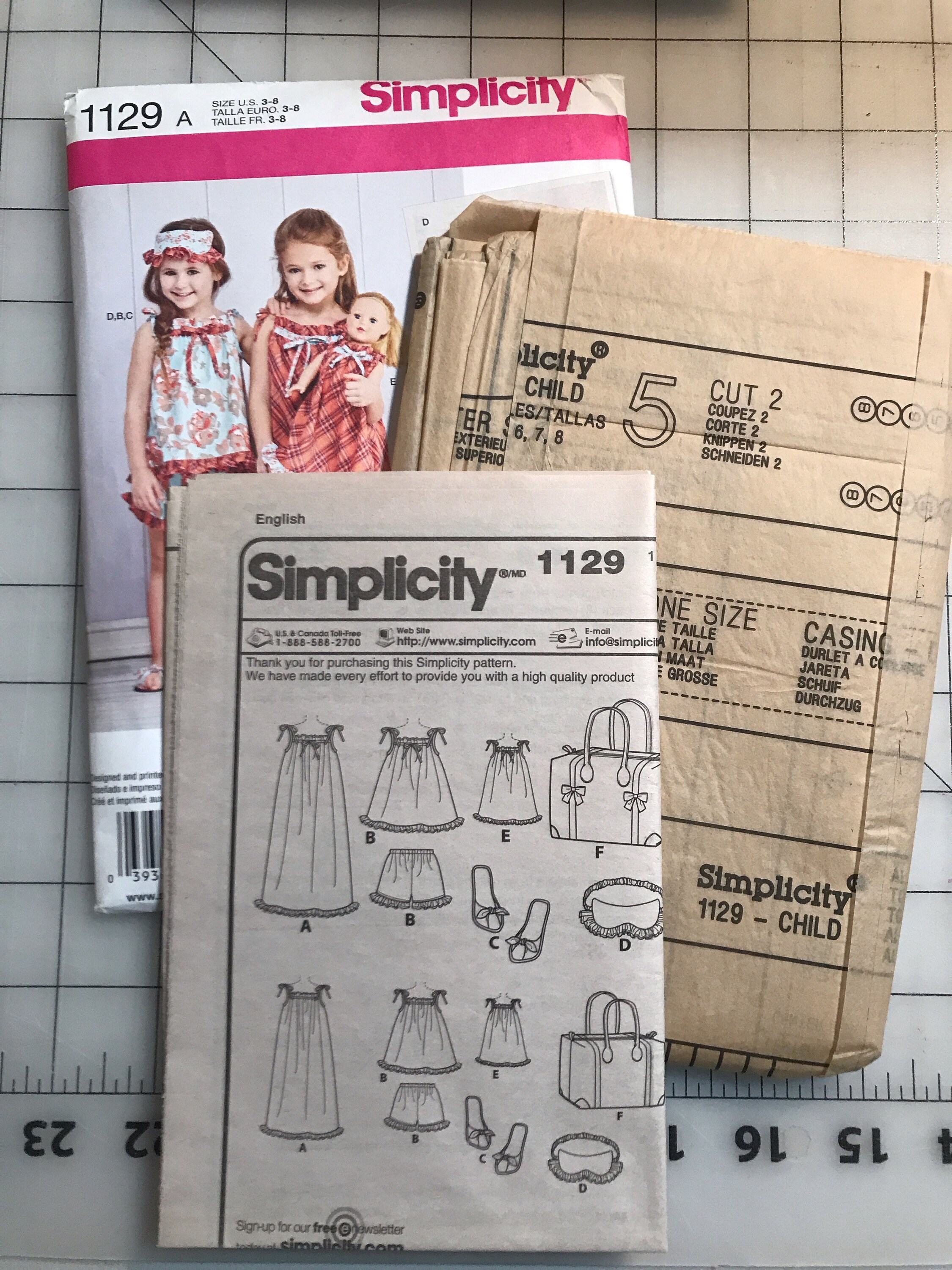 Simplicity 1129 Little GIRL Pajama Pattern 18 Inch Doll Pattern - Uncut ...