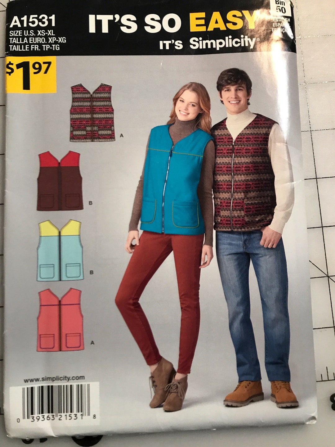 Simplicity 1531 Unisex Vest Pattern UNCUT - Etsy