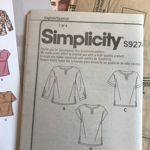 Simplicity 9274 Top Pattern UNCUT - Etsy
