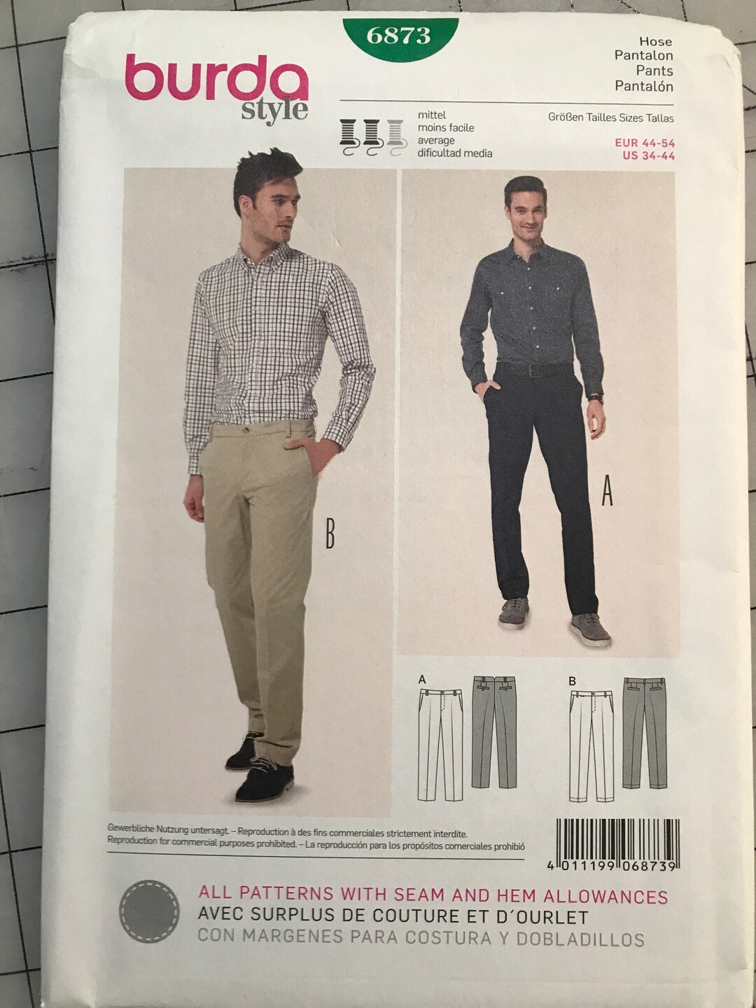 Burda 6873 Mens Slacks Pattern Uncut - Etsy