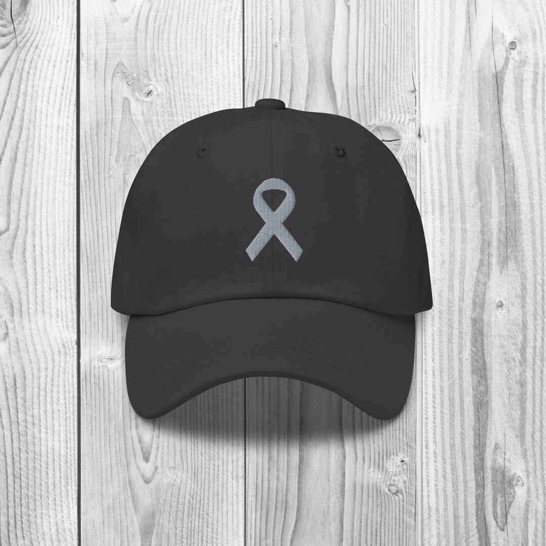 Brain Cancer Dad Hat, Brain Cancer Awareness Gift, Embroidered Grey ...