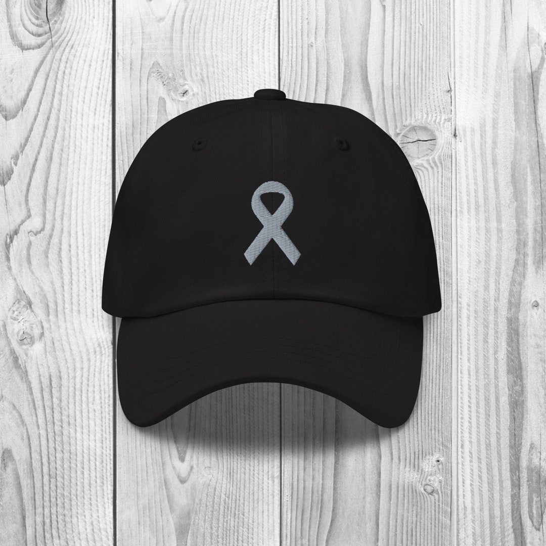 Brain Cancer Dad Hat / Brain Cancer Awareness Gift / Grey Ribbon Hat ...