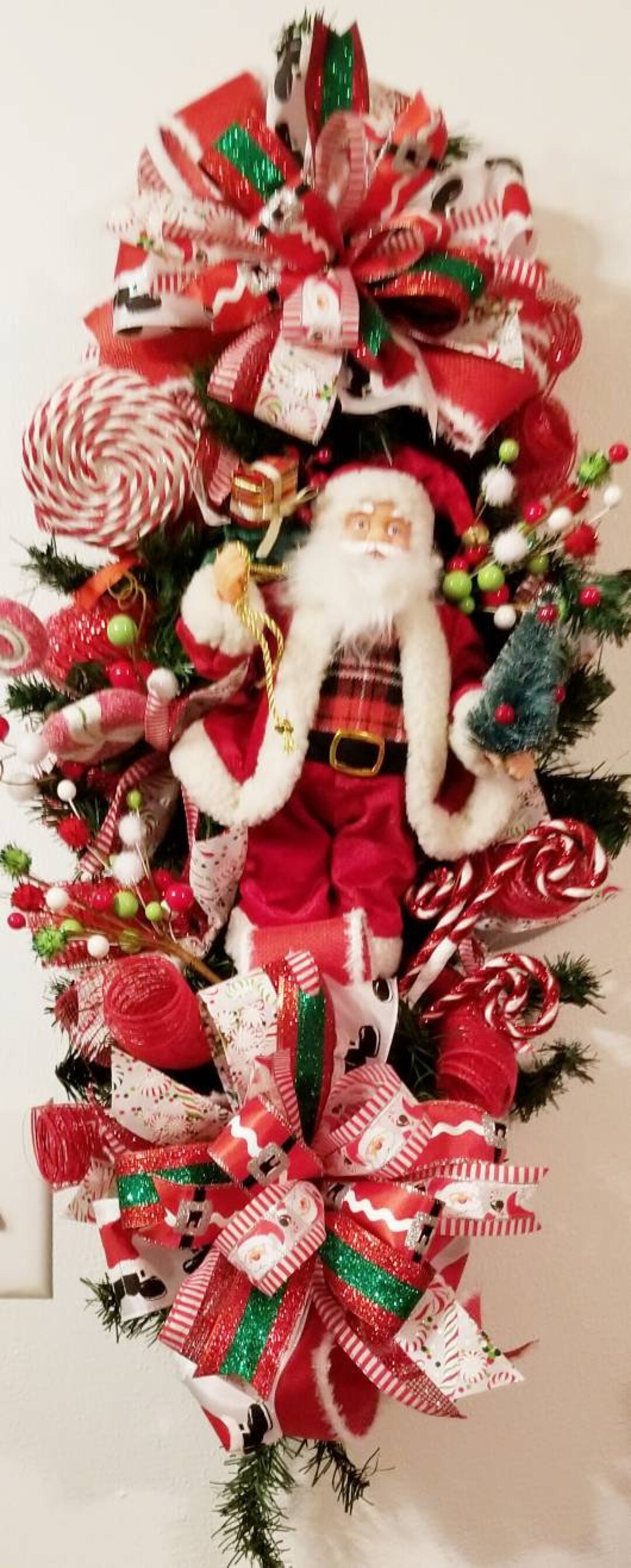 Santa Claus Swag, Christmas Swag, Santa Claus Wreath, Front Door Swag ...