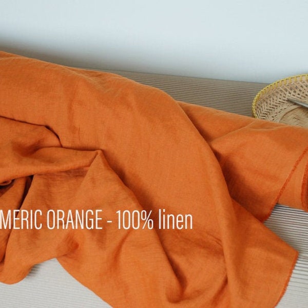 Orange Linen Fabric - Etsy