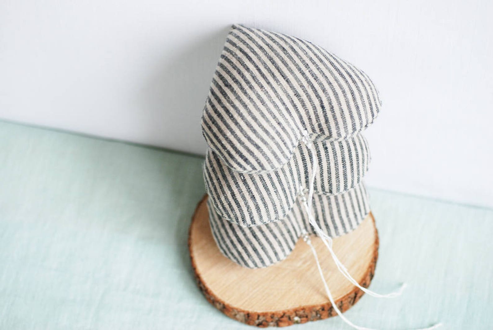 Stripe Linen Rustic Linen Heart Decor Wedding Anniversary | Etsy