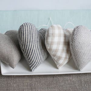 Pure Linen Hearts Fabric Wedding Anniversary Christmas Hearts Decor Set ...