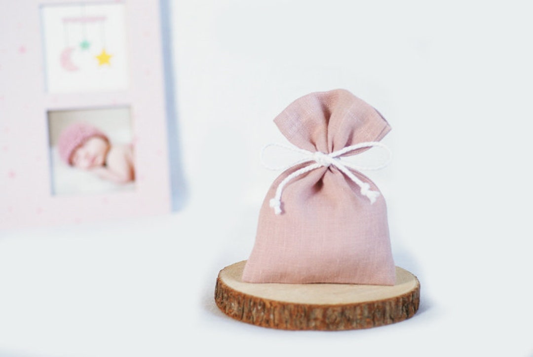 Dusty Rose Pink Linen Favor Gift Bag, Wedding Fabric Gift Pouches ...
