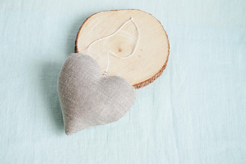 Pure linen hearts fabric wedding anniversary Christmas hearts | Etsy