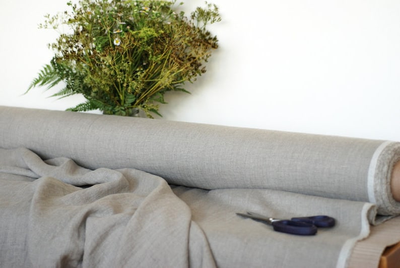 Natural Undyed Linen Fabric by the Yard - Organic European Flax 190 GSM ...