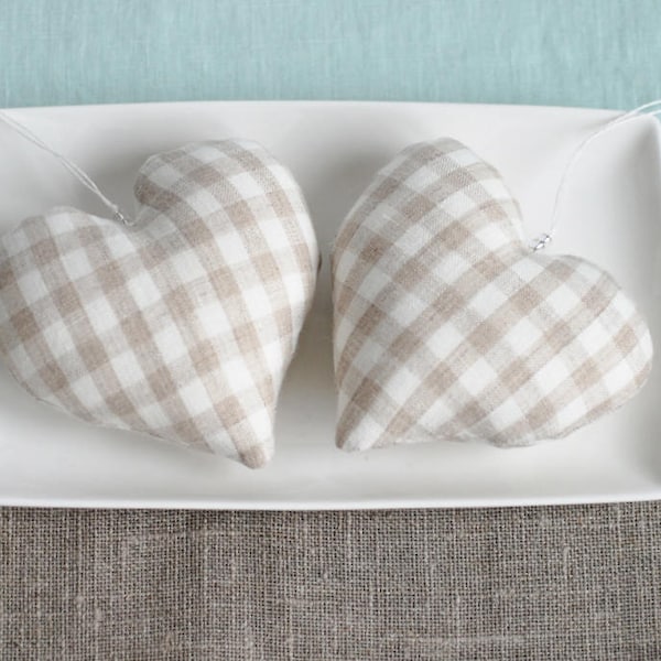 Linen Hearts - Etsy
