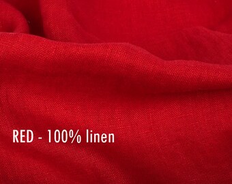 Red Medium Weight Linen Fabric - Etsy
