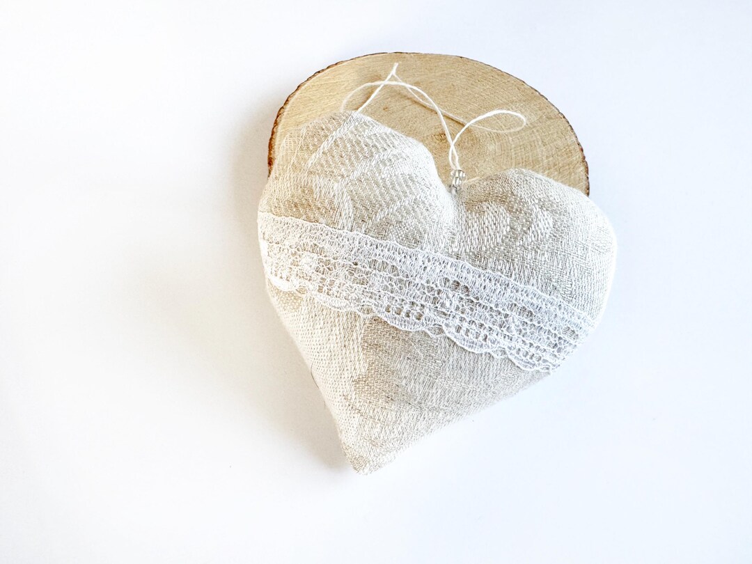 Hanging Linen Rustic Linen Heart Decor, Wedding Anniversary Christmas ...