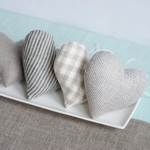 Pure Linen Hearts Fabric Wedding Anniversary Christmas Hearts Decor Set ...