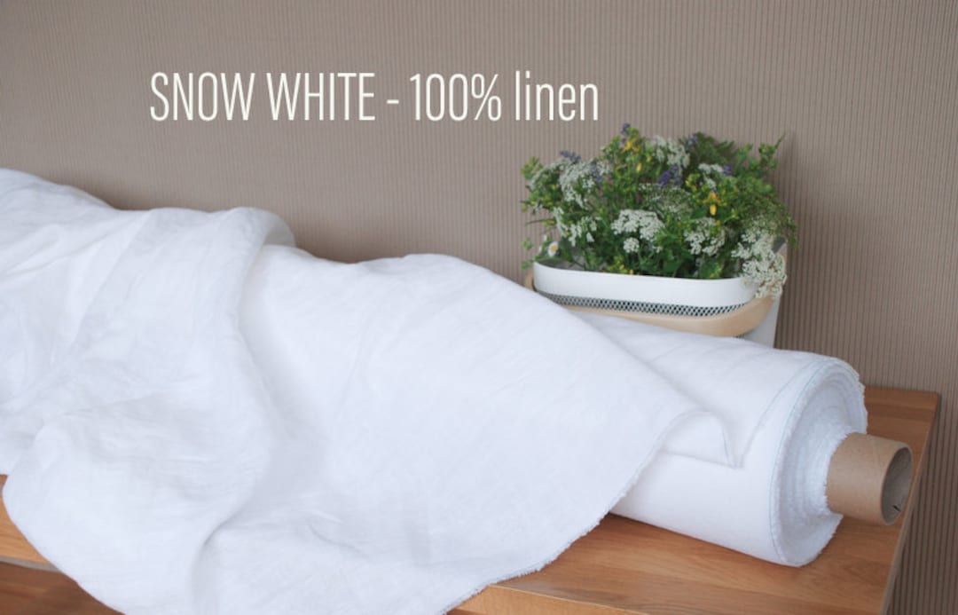 Snow White Linen Fabric: Softened Pre-shrunk Flax - by the Yard/meter ...