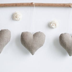 Pure Linen Hearts Fabric Wedding Anniversary Christmas Hearts Decor Set ...
