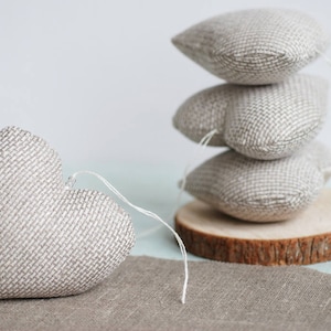 Pure Linen Hearts Fabric Wedding Anniversary Christmas Hearts Decor Set ...