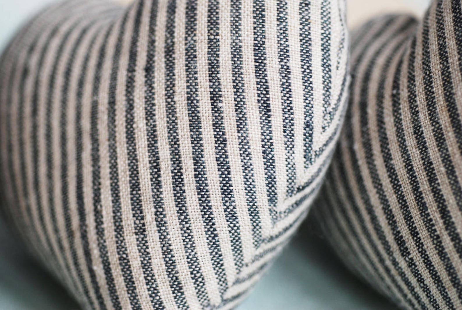 Stripe Linen Rustic Linen Heart Decor Wedding Anniversary | Etsy