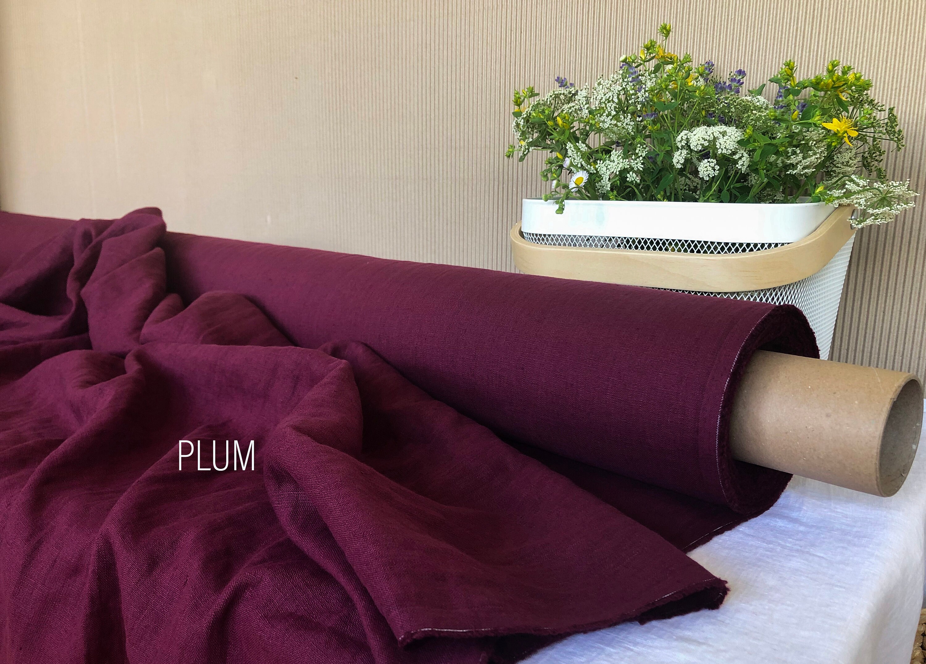 Burgundy Plum Linen Fabric: Softened Lightweight 205gsm - Etsy UK