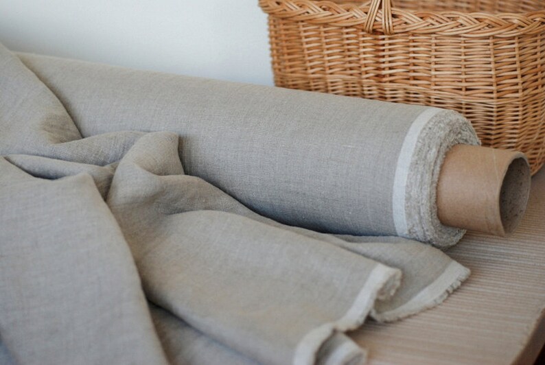 Natural Undyed Linen Fabric by the Yard - Organic European Flax 190 GSM ...